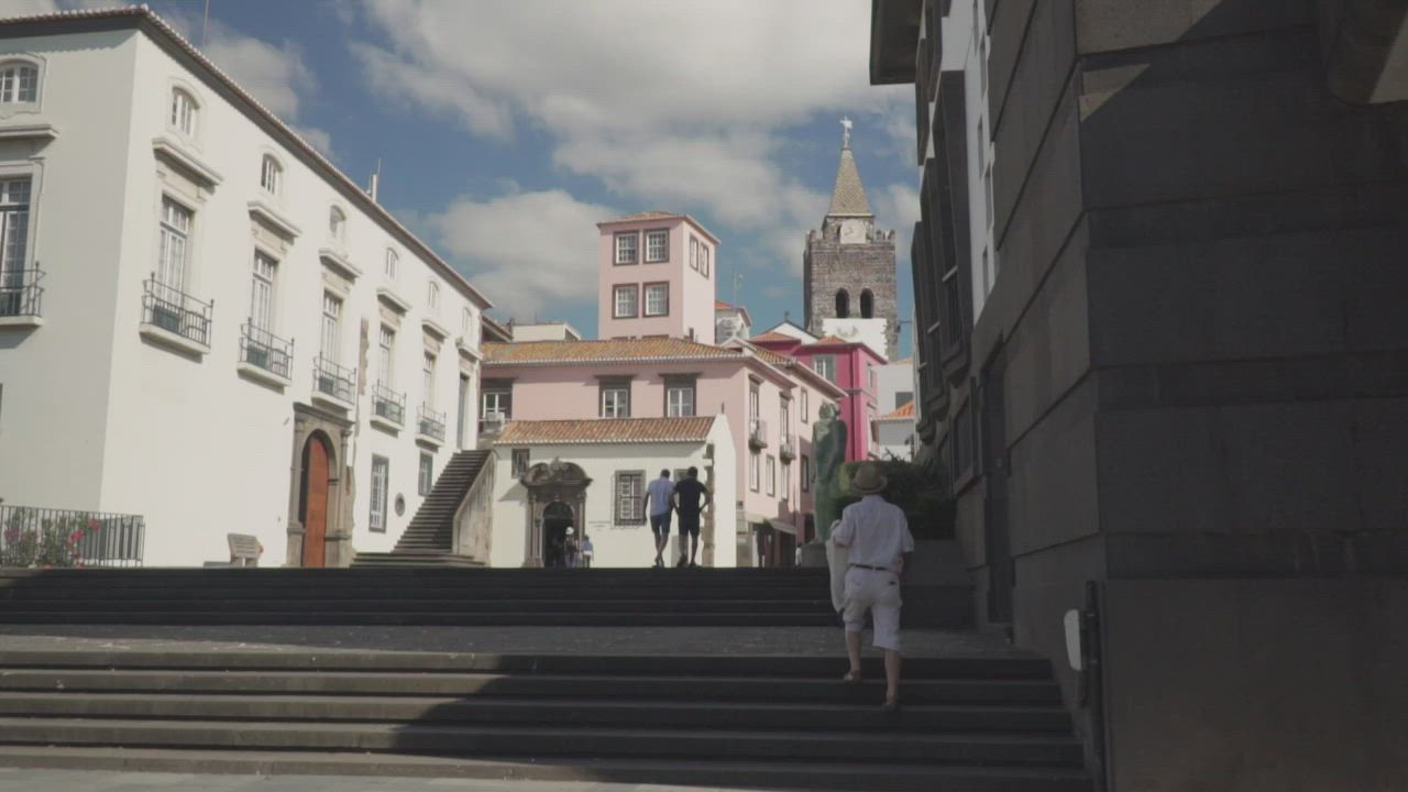 Walking through a town's pedestrian zone - Free Stock Video