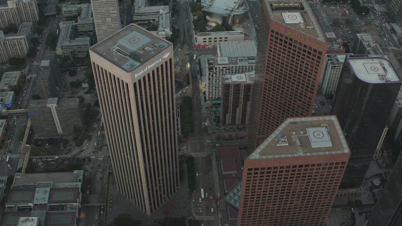 Flying over the skyscrapers and the city of LA - Free Stock Video
