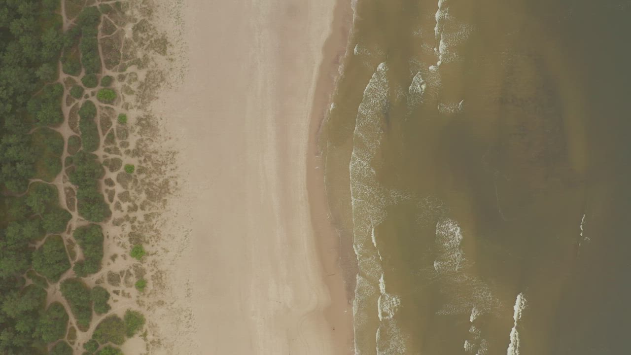 Beach, sand and sea, top aerial shot - Free Stock Video
