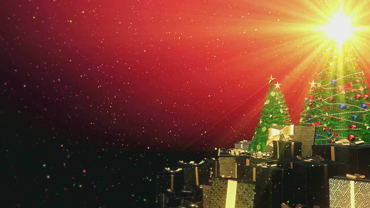Christmas concept title video with trees and gifts - Free Stock Video