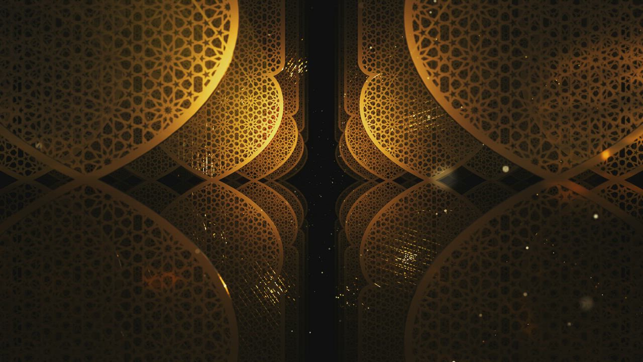 Gold Ramadan Kareem pattern forms, title video - Free Stock Video