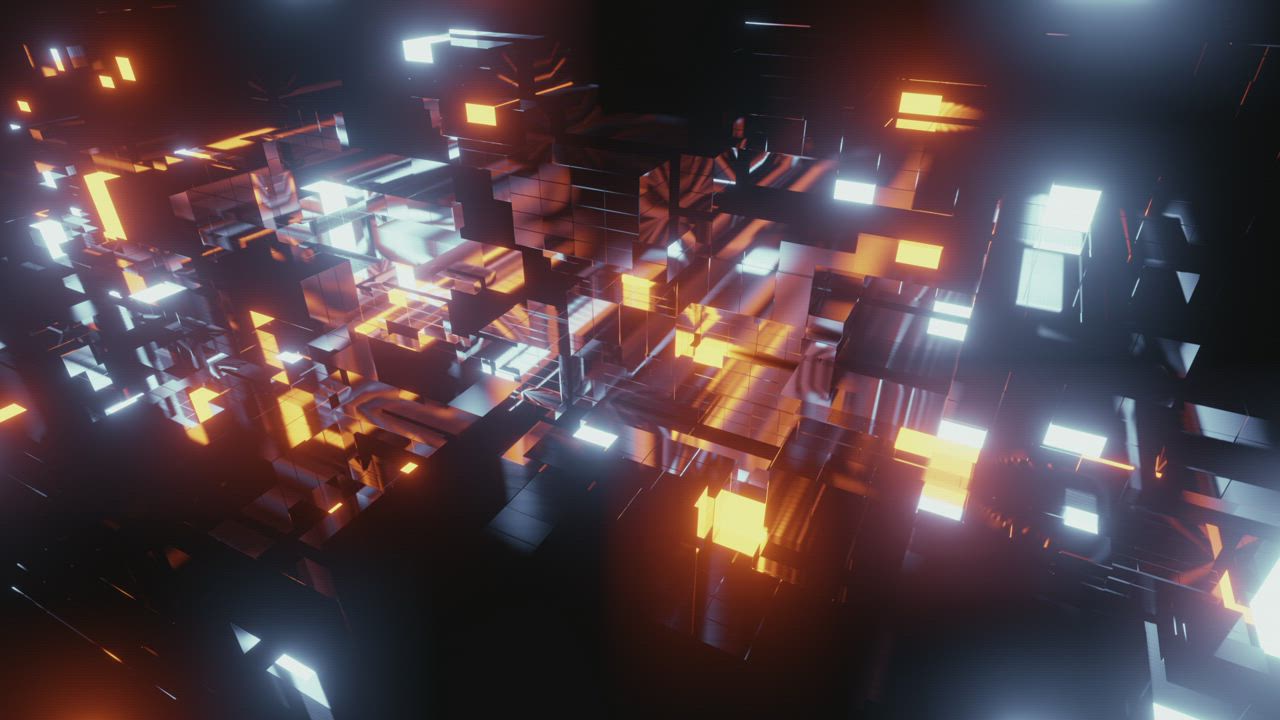 Virtual reflective blocks, 3D - Free Stock Video