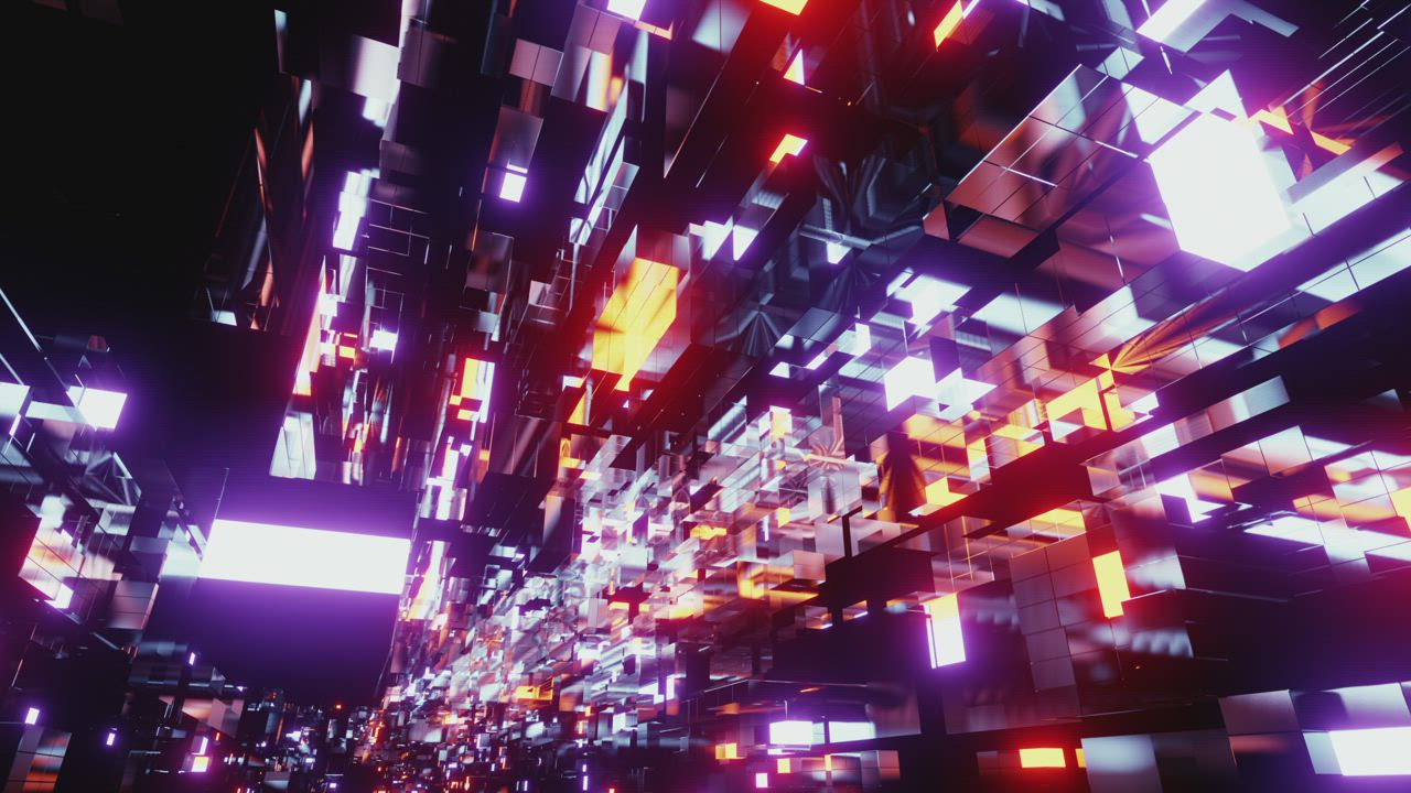Floating abstract reflective blocks, 3D - Free Stock Video