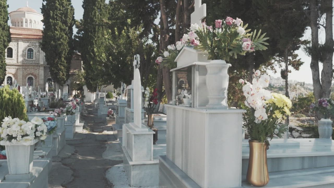 Cemetery with marble tombs - Free Stock Video