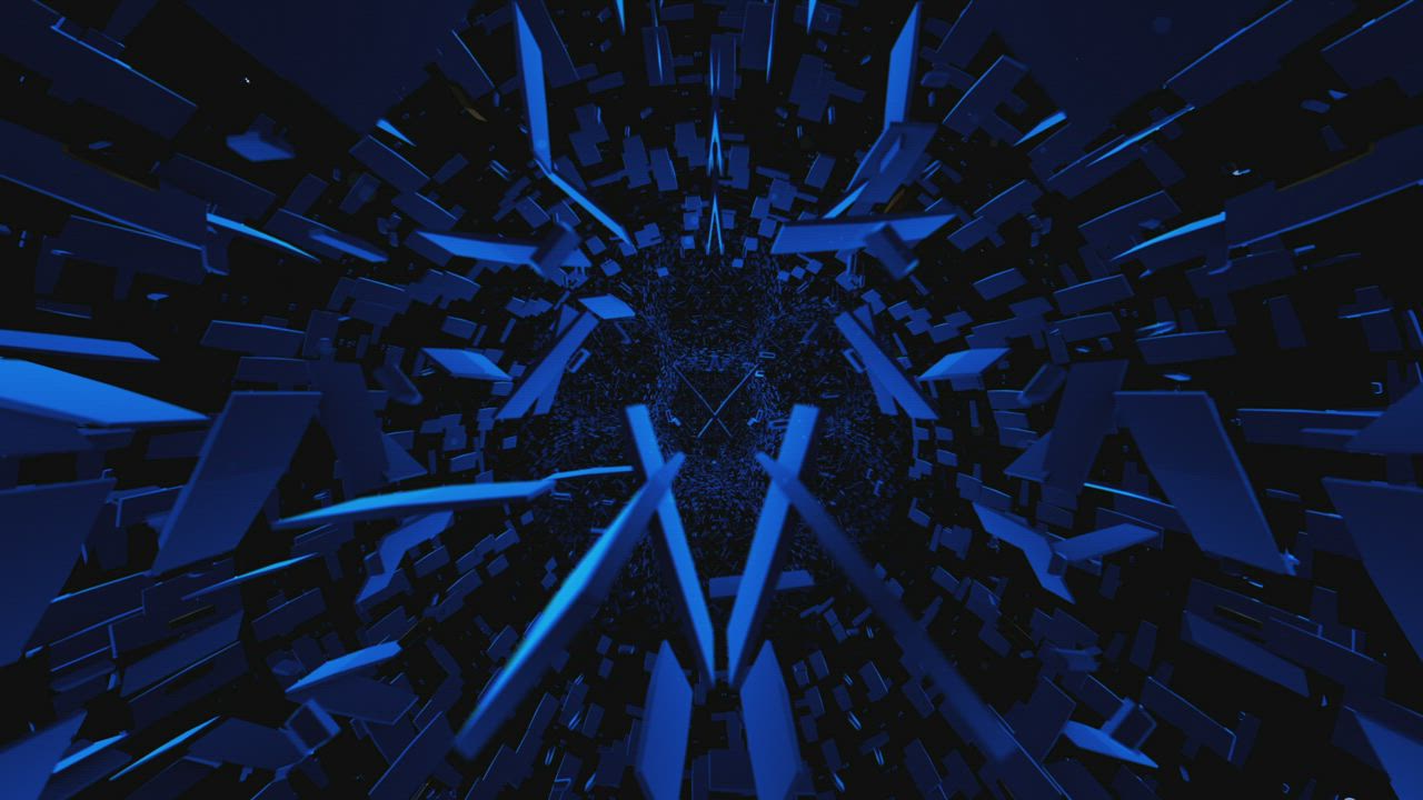 Blue intro video, flying through blue forms - Free Stock Video