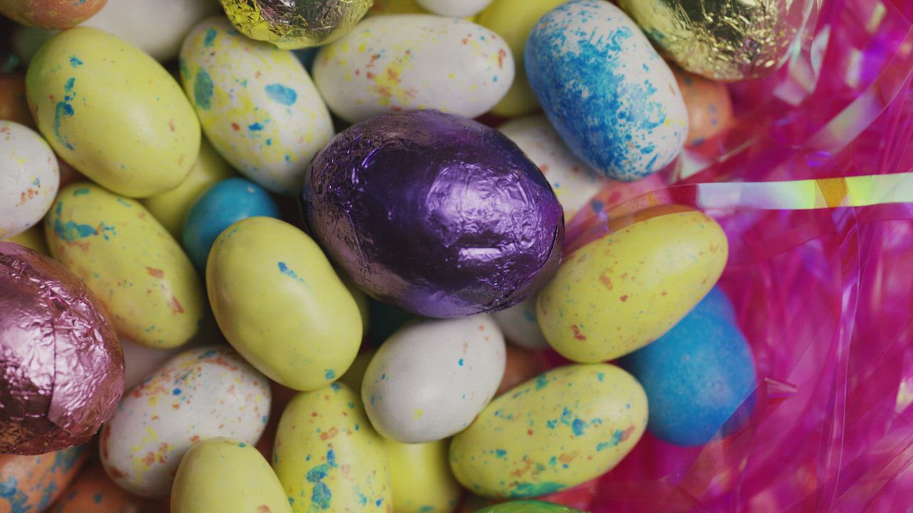 Colorful easter candy eggs rotating - Free Stock Video