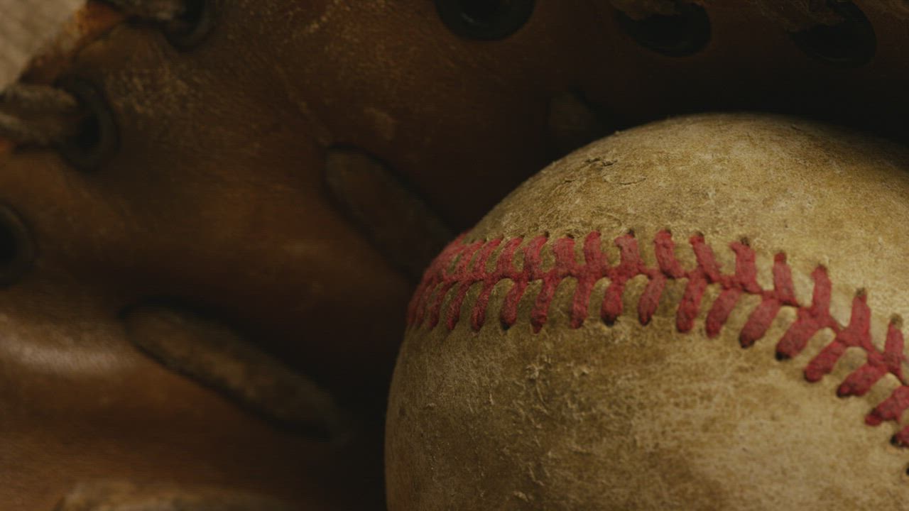 Close up of a vintage baseball ball - Free Stock Video