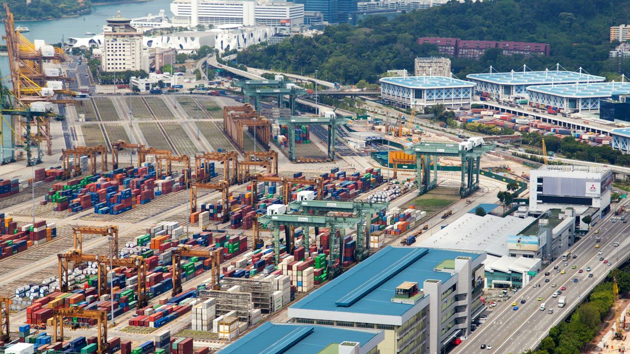 Singapore trading port in fast motion - Free Stock Video