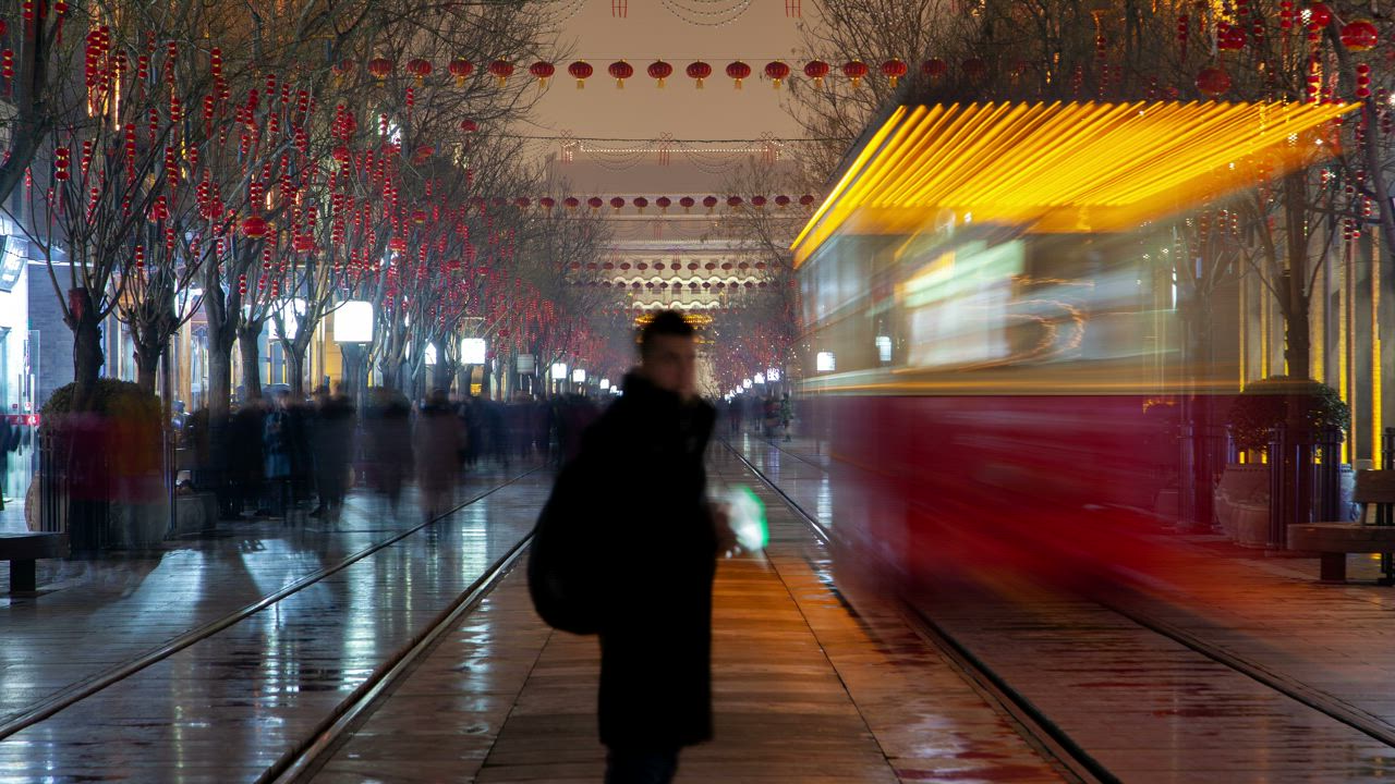 People walking in fast motion in a Beijing street - Free Stock Video