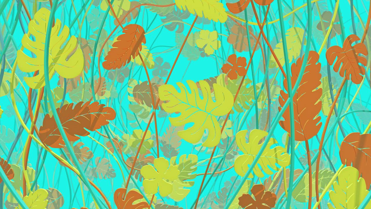 2D autumn branches and leaves on a blue background - Free Stock Video