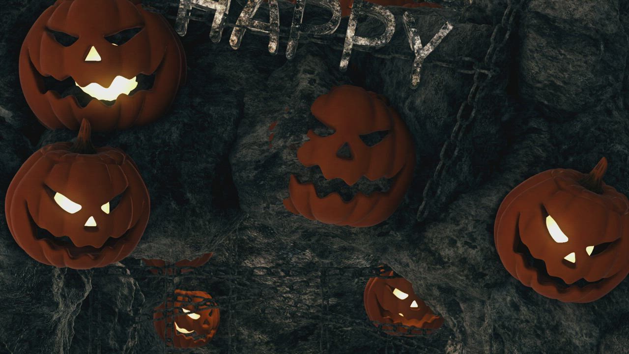 Scary Caves with Happy Halloween Sign - Free Stock Video