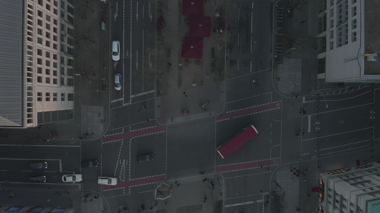Intersection of streets and buildings, aerial shot - Free Stock Video