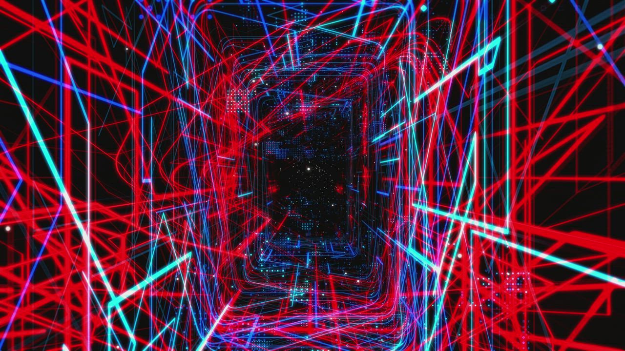 Rectangular tunnel made with colored light beams - Free Stock Video