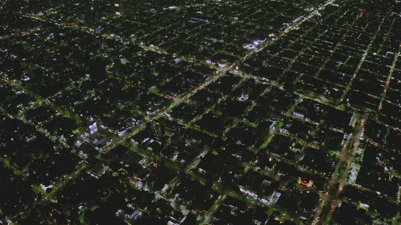 Aerial view of a city at night - Free Stock Video