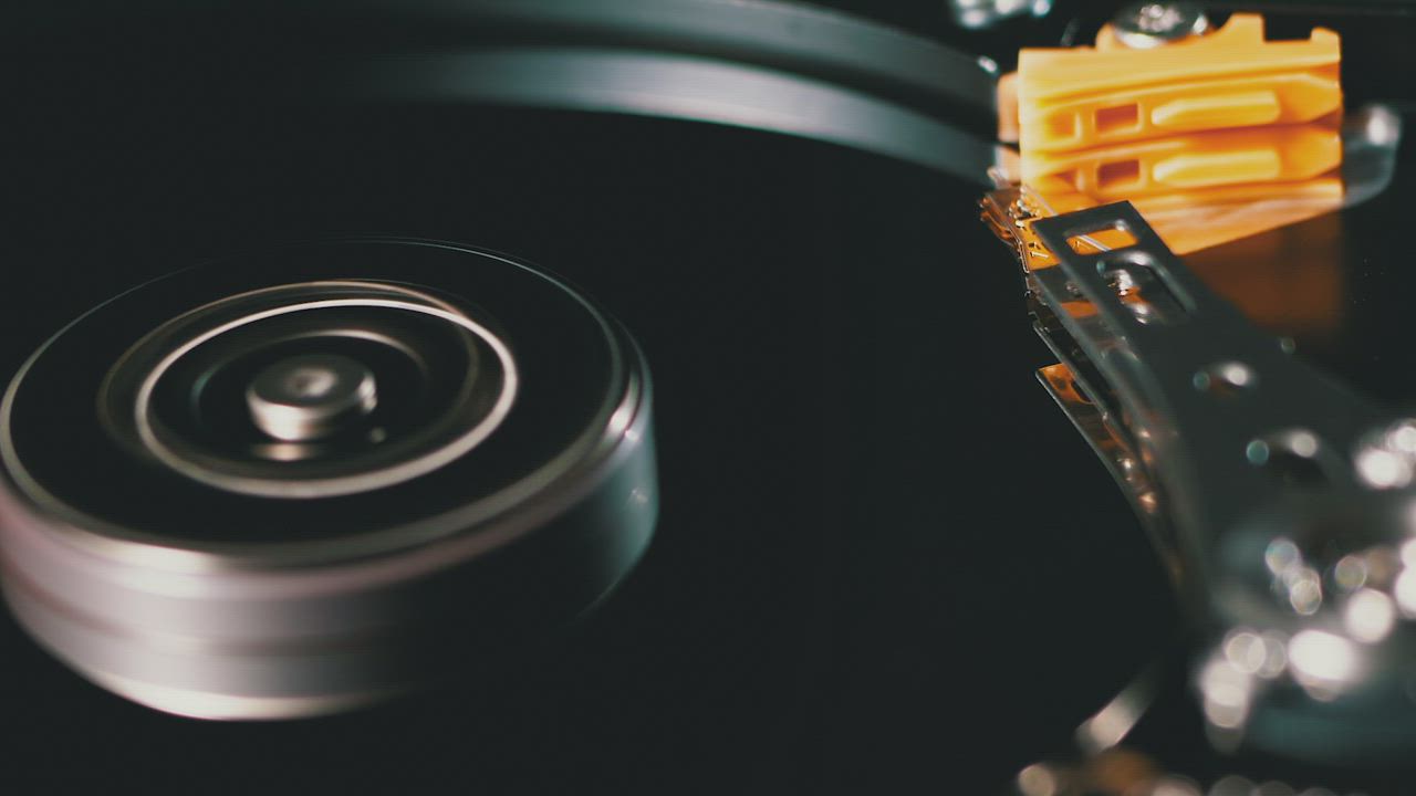 Mechanical disk drive spinning - Free Stock Video