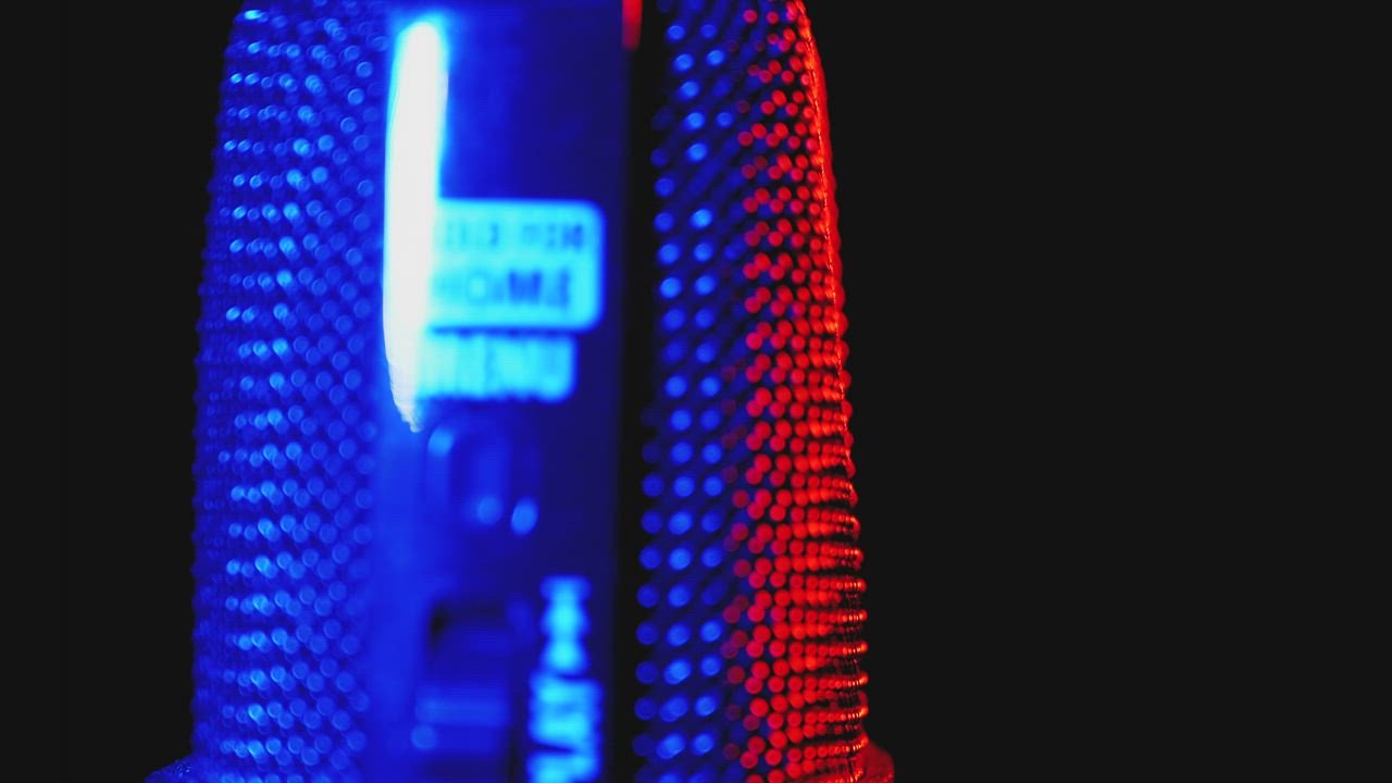 Professional microphone illuminated lights - Free Stock Video