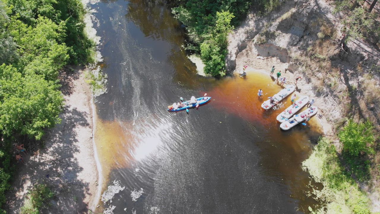 Kayaking and canoeing in a forest - Free Stock Video