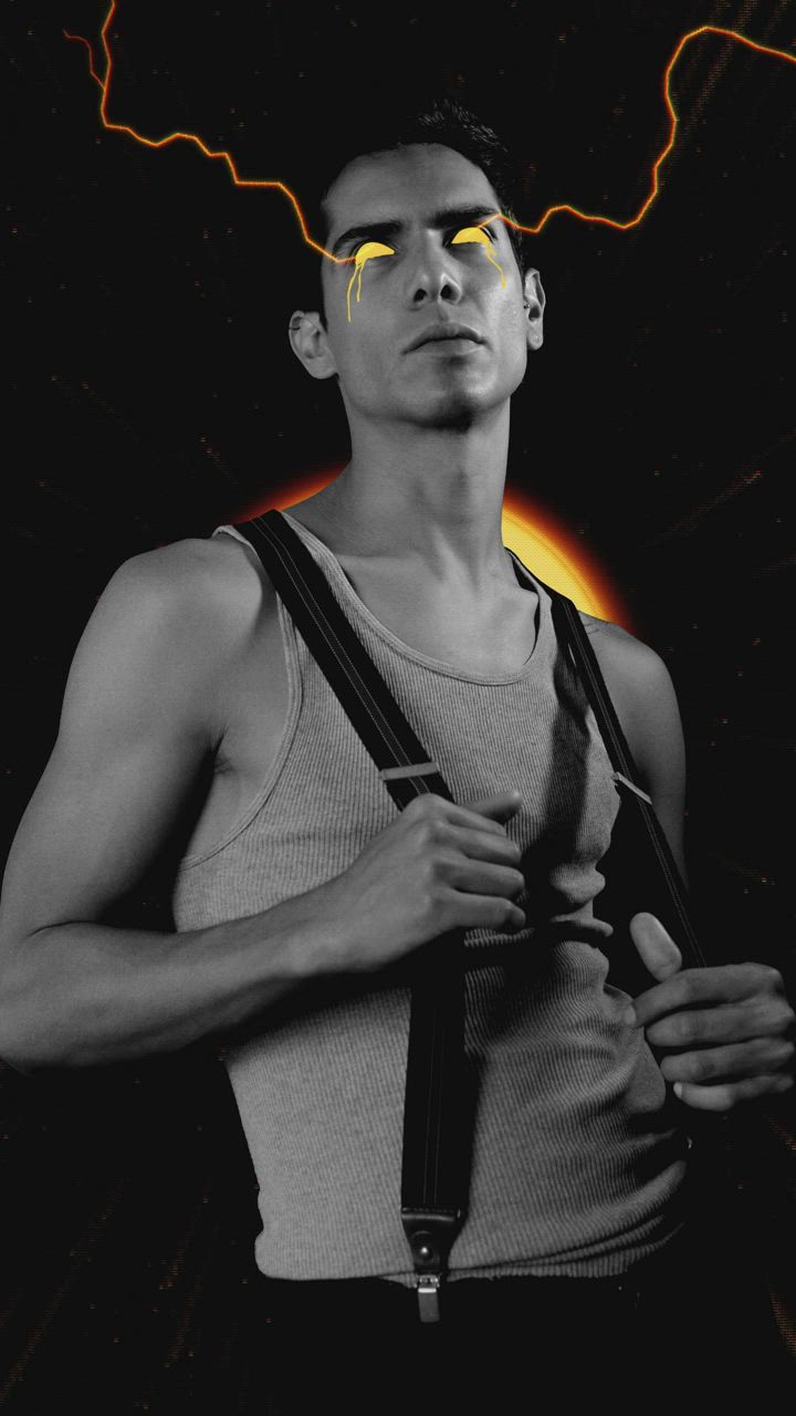 Abstract image of a man with rays coming out of his eyes - Free Stock Video