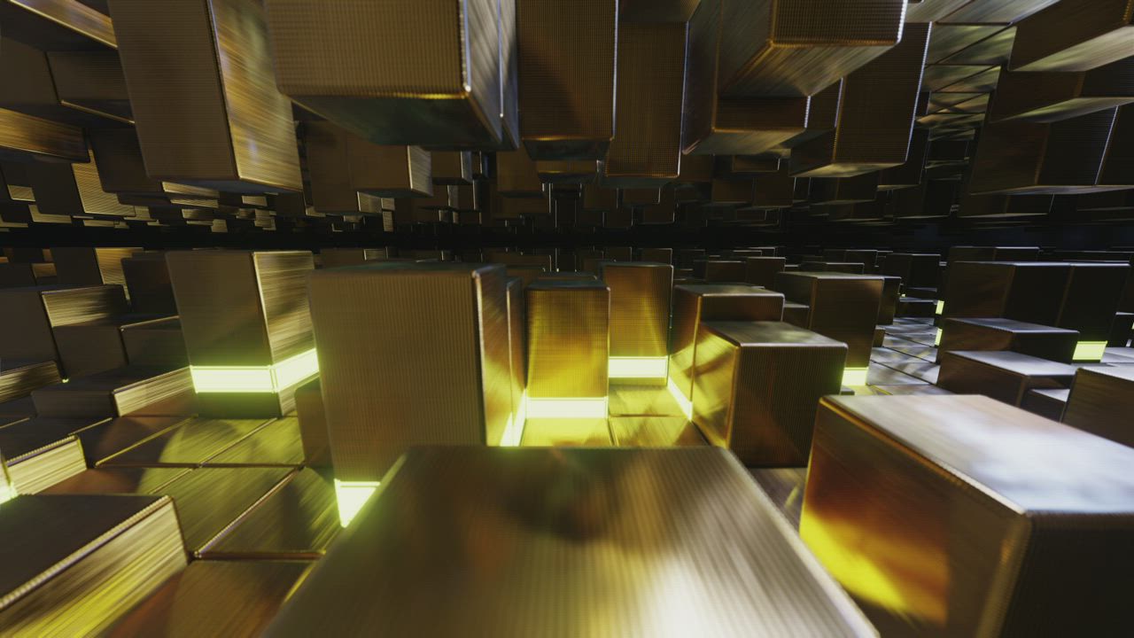 Golden blocks concept, 3D render - Free Stock Video