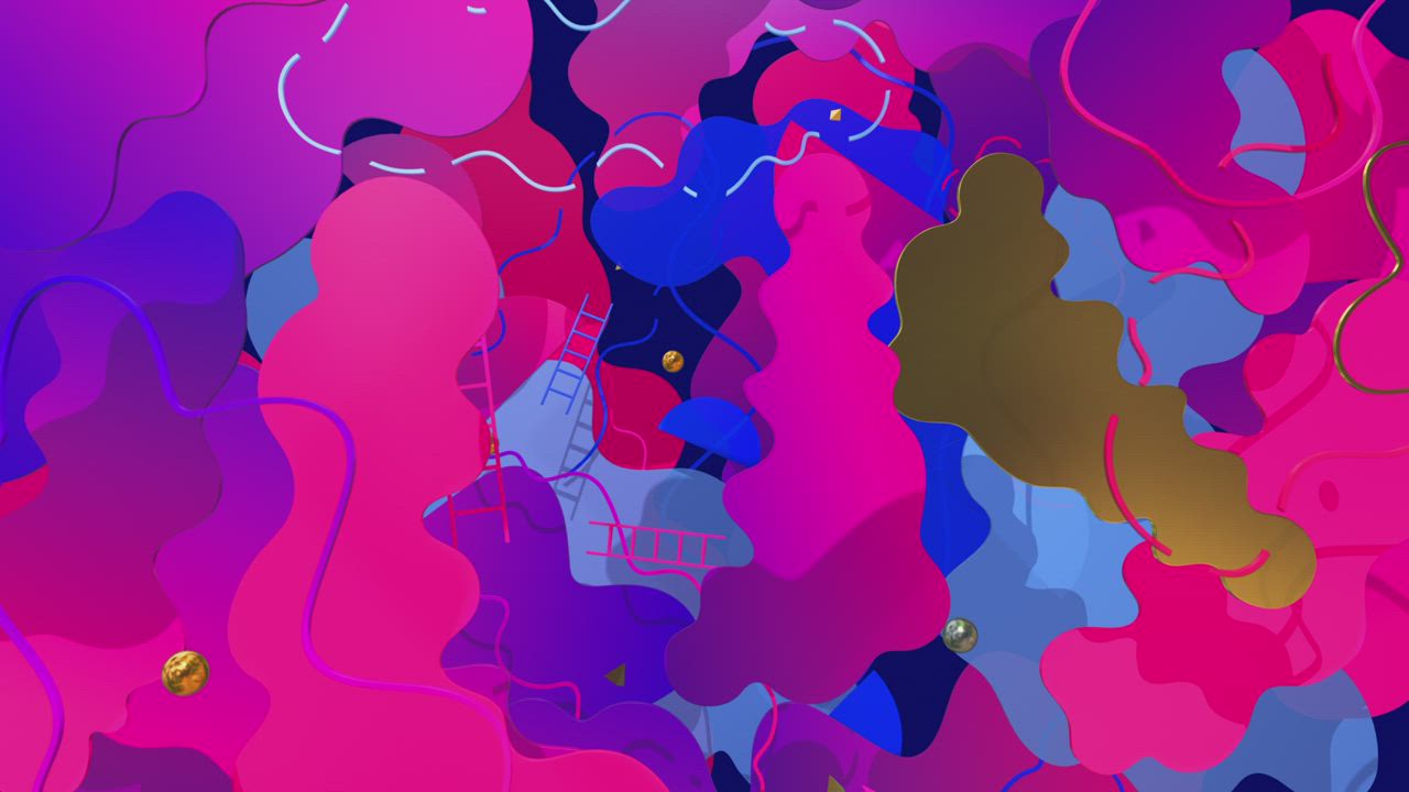 Floating colored cloud-shaped surfaces - Free Stock Video