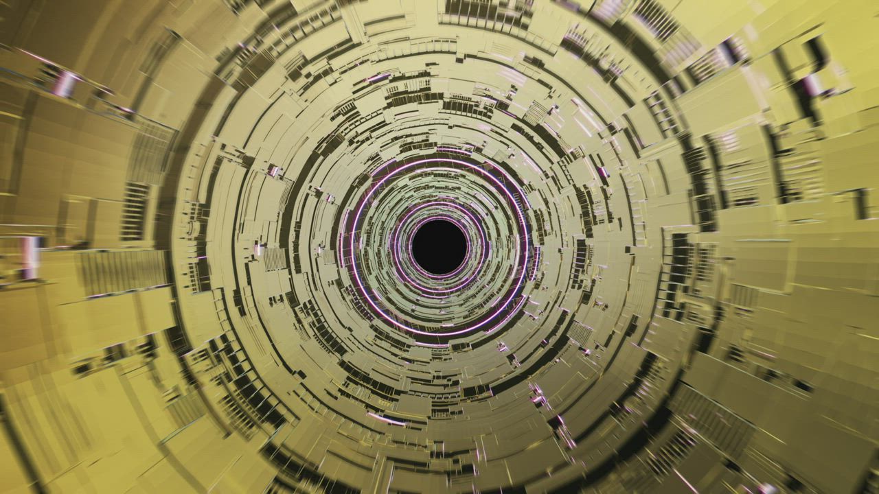 Golden circular futuristic tunnel - Free Stock Video