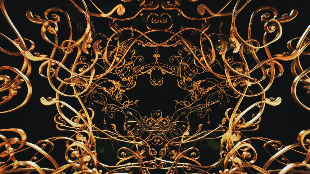 Flying among classic golden figures - Free Stock Video