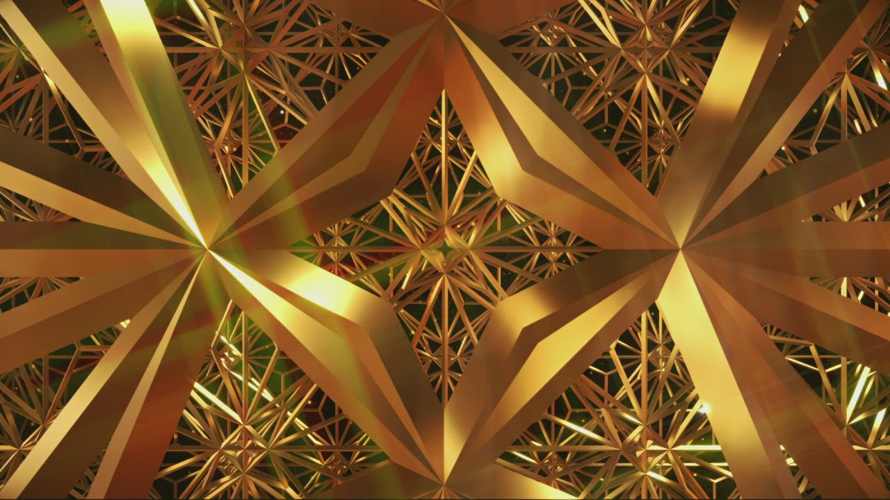 Flying among golden abstract figures - Free Stock Video