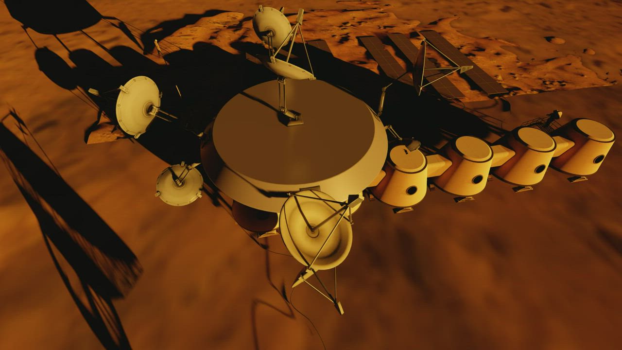 Space station on the surface of Mars - Free Stock Video