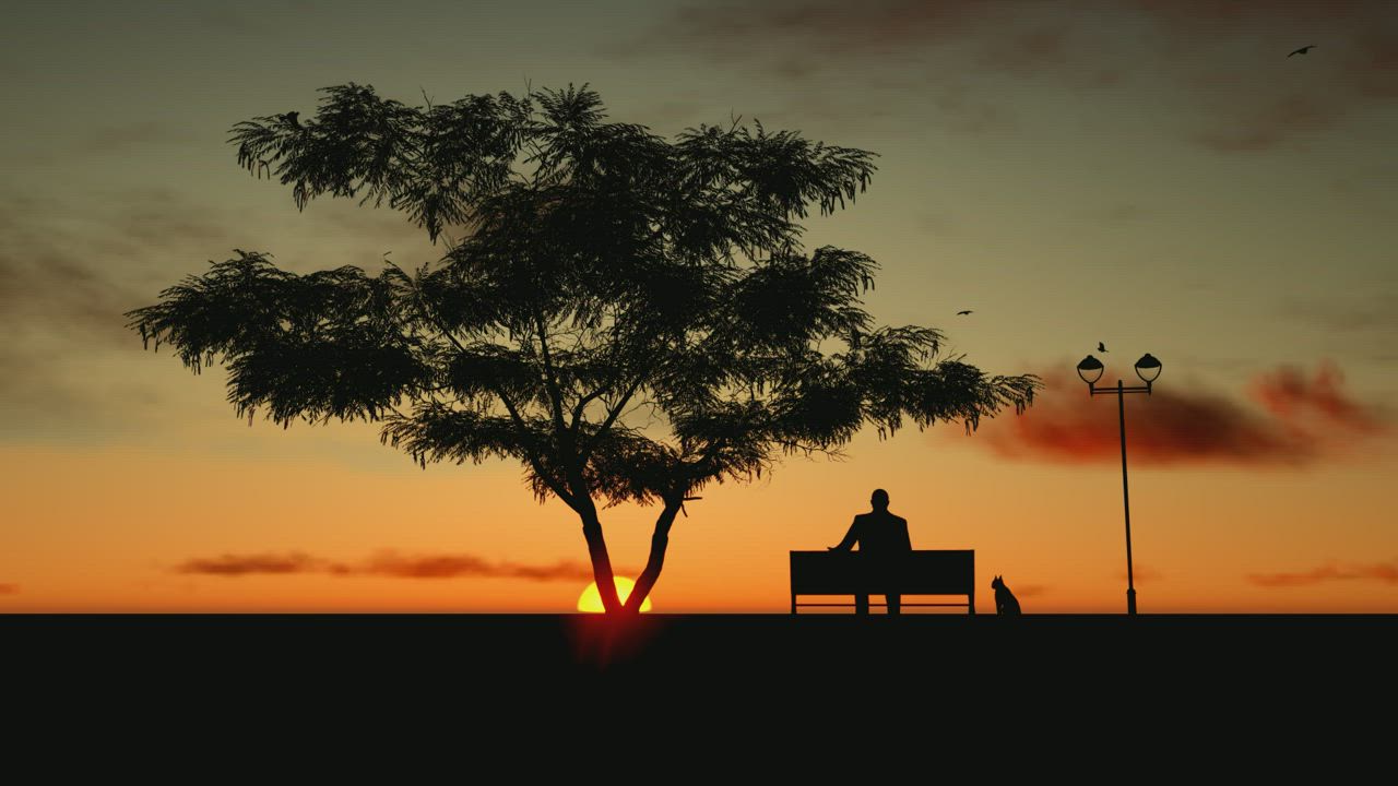 Silhouette of an old man relaxing at sunset - Free Stock Video