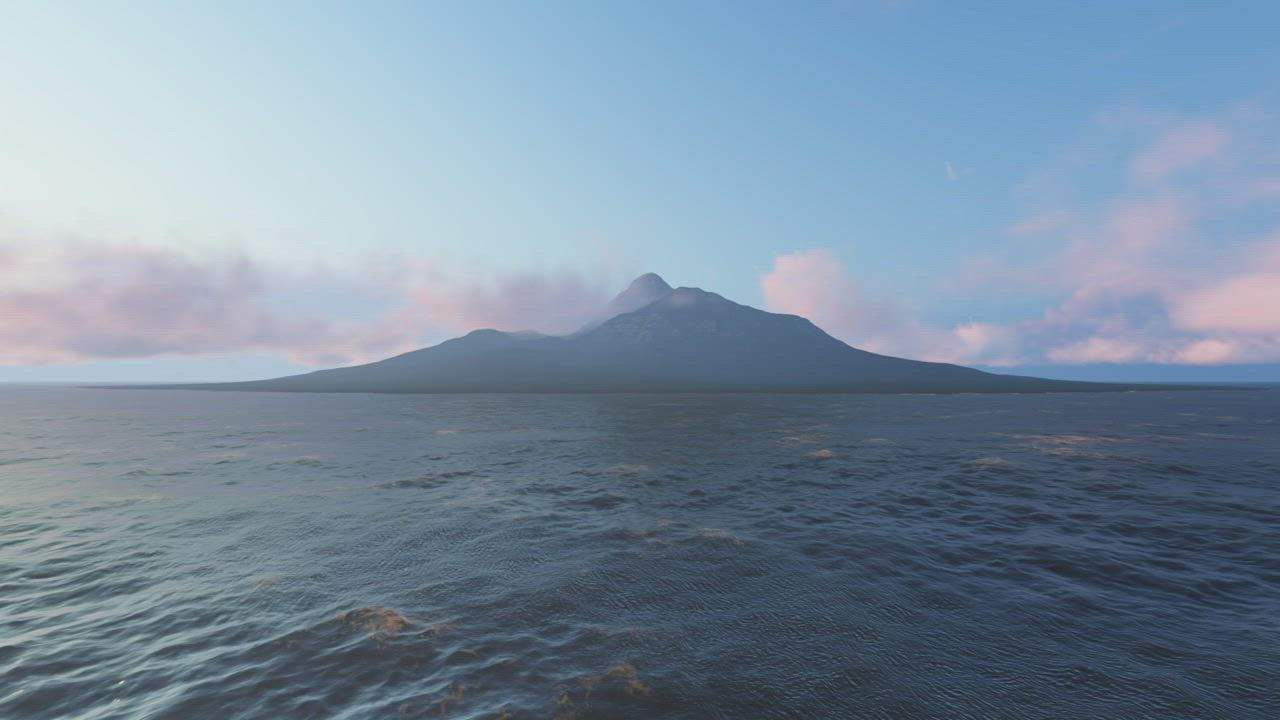 Island in the distance in the middle of the sea - Free Stock Video