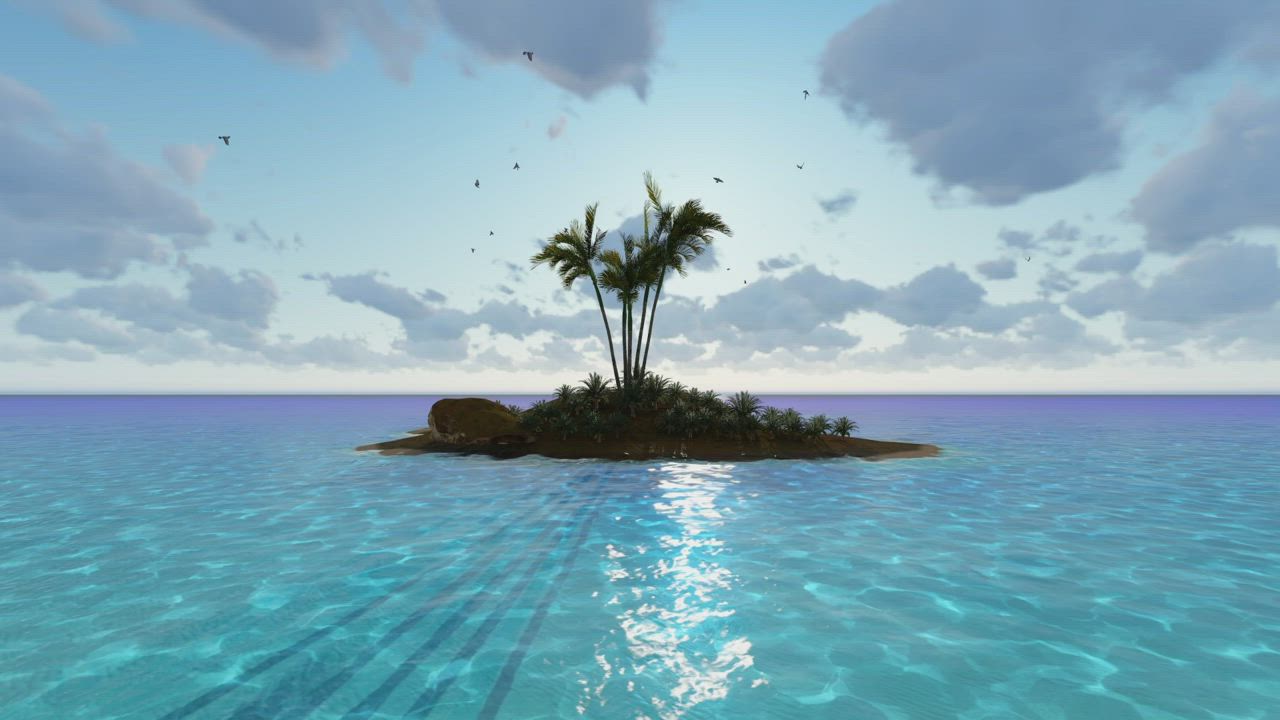 Small island paradise made in 3D on a sunny day - Free Stock Video