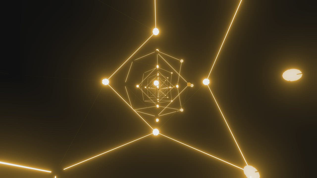 Points and lines of yellow light moving in space - Free Stock Video