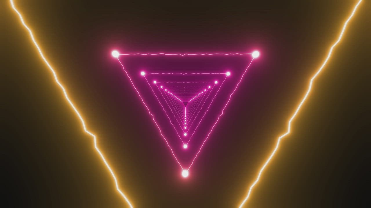 Tunnel of triangles of light with colored rays - Free Stock Video