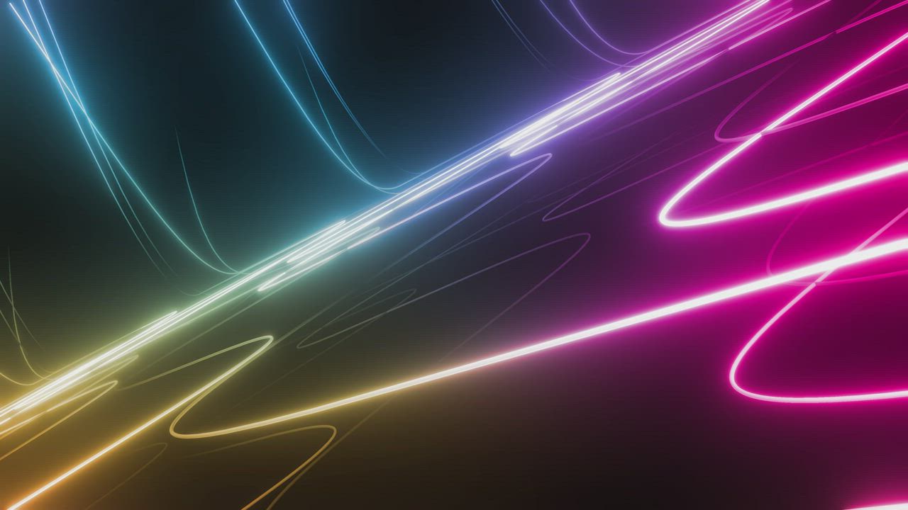 Traversing a surface of curved lines of colored light - Free Stock Video