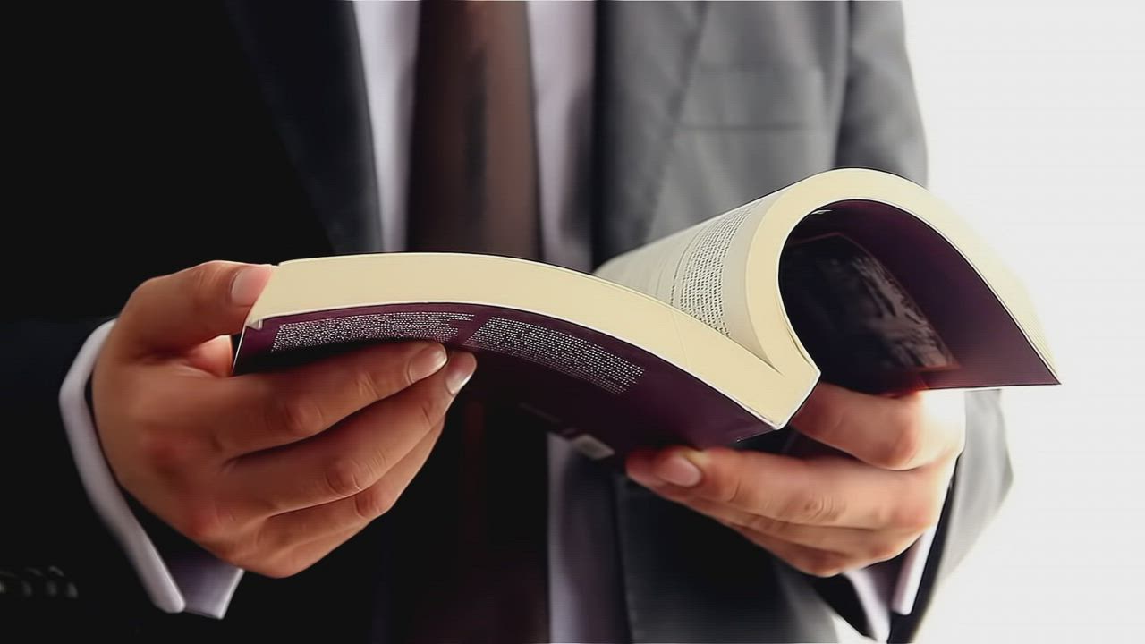 Man leafing through a book looking for a page - Free Stock Video