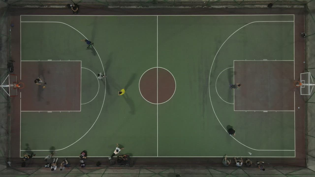 Basketball court with players top view - Free Stock Video