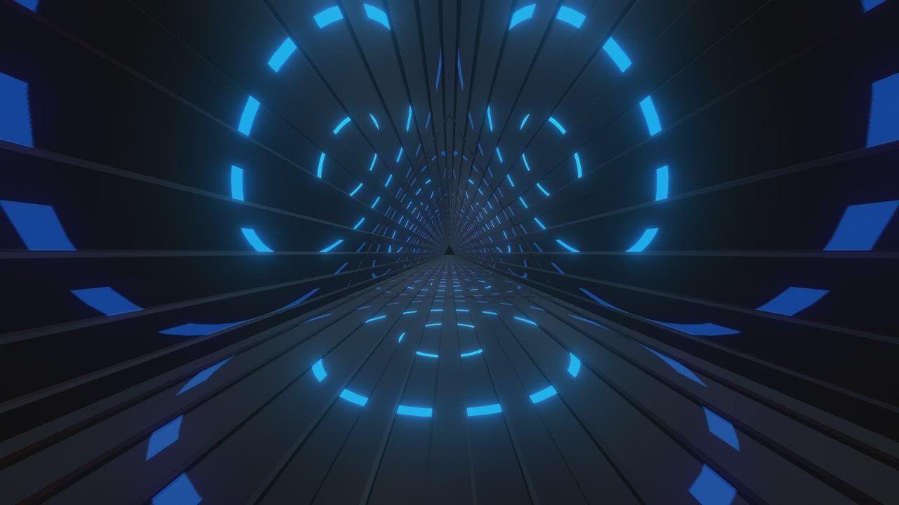 Triangular path with circles of blue lights - Free Stock Video