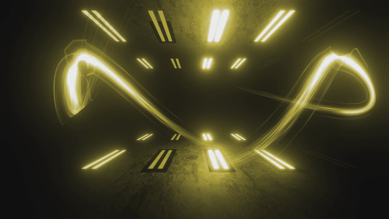 Yellow light beams bouncing off in 3D - Free Stock Video