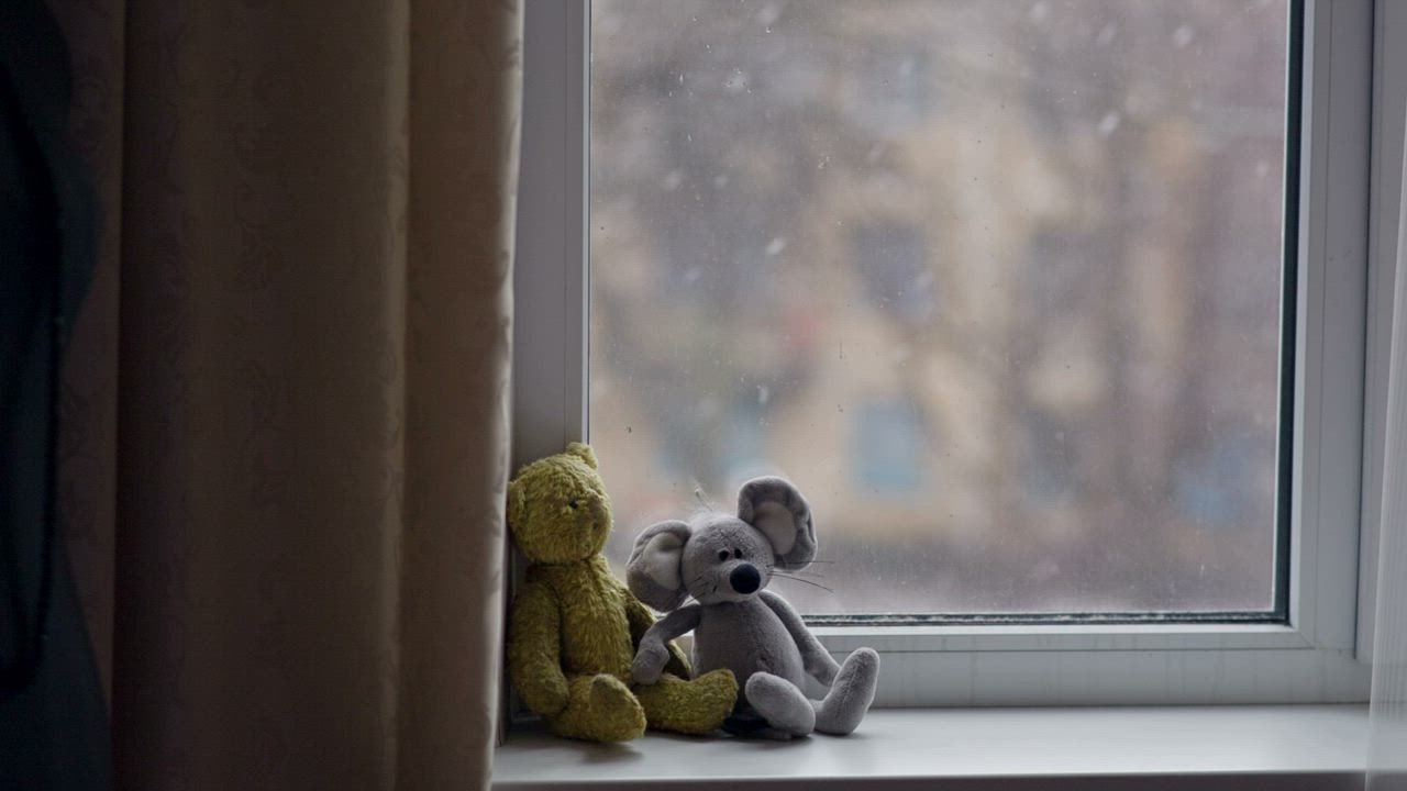 Little toys in the window in winter - Free Stock Video