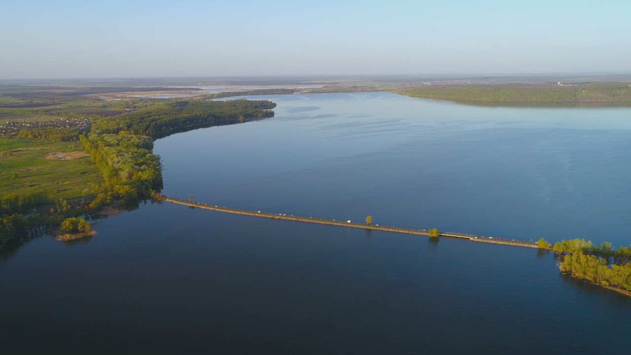 Aerial shot over a big river in Ukraine - Free Stock Video