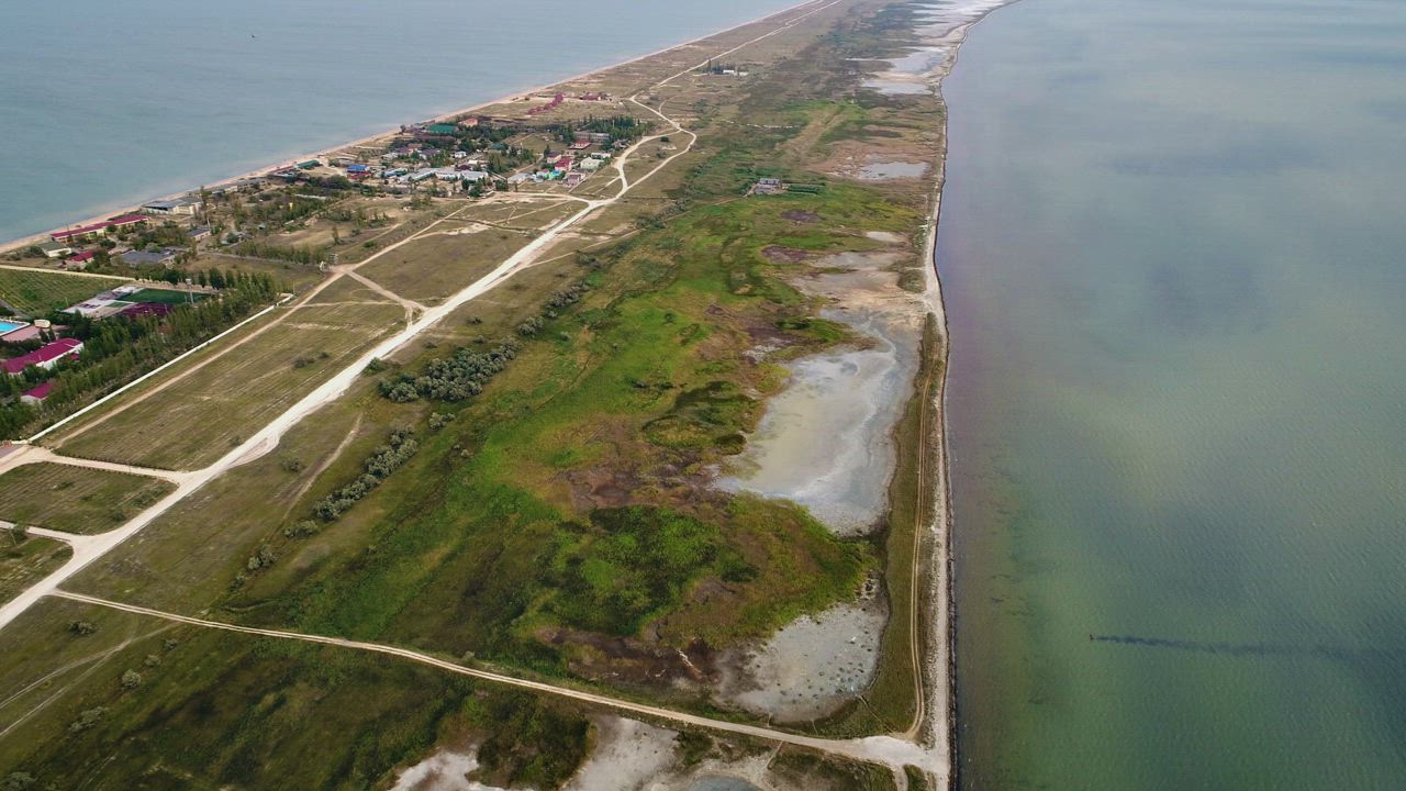 Aerial shot of Arabat Spit - Free Stock Video