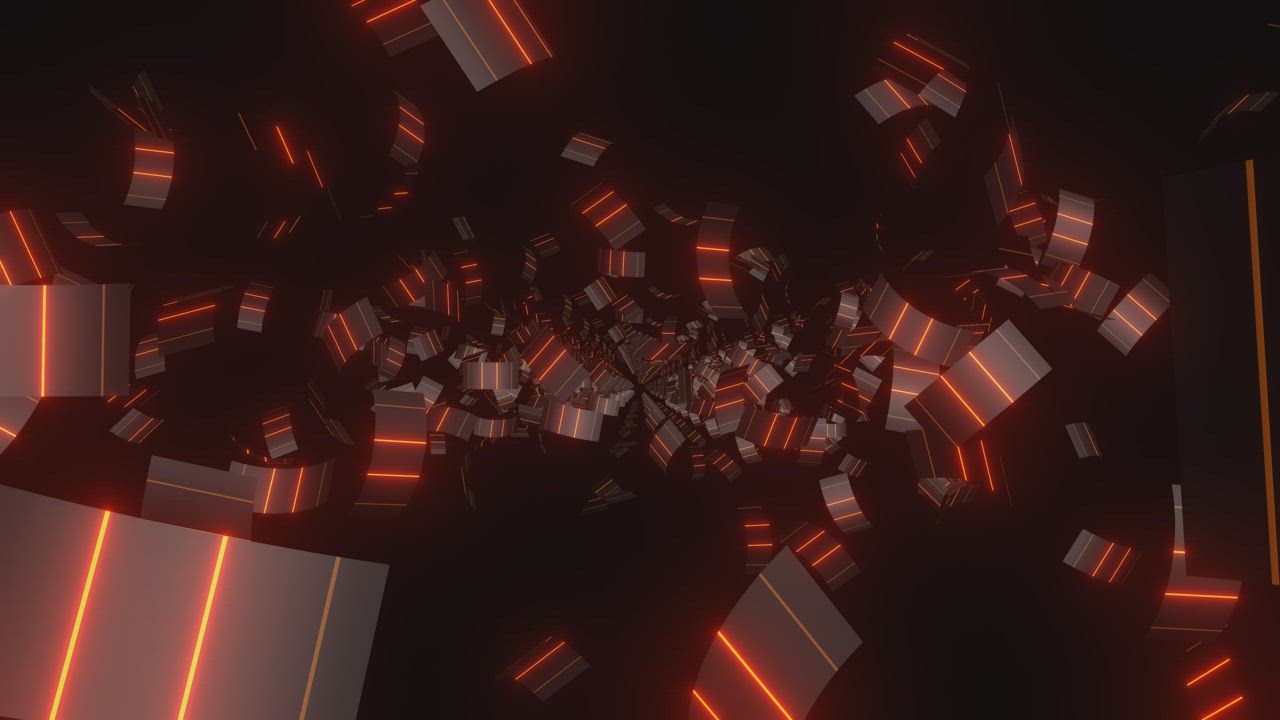 Abstract floating figures with red neon lights - Free Stock Video