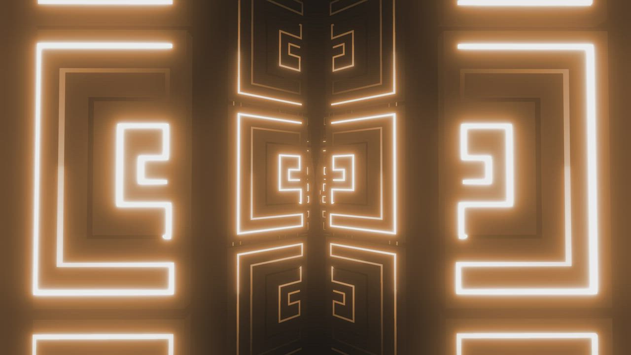 Tunnel with neon light strokes in geometric shapes - Free Stock Video