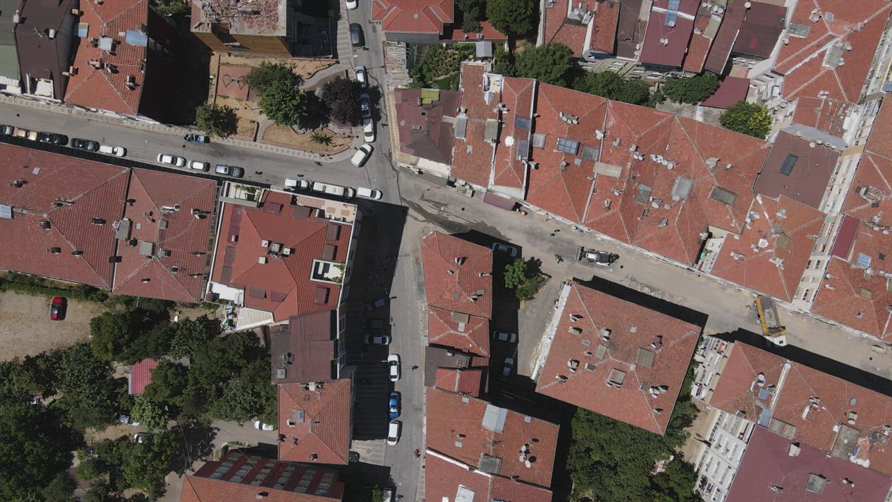 Rooftops in a town, top view - Free Stock Video