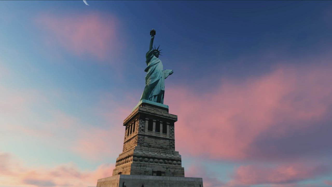 Animation of the Statue of Liberty, time-lapse - Free Stock Video