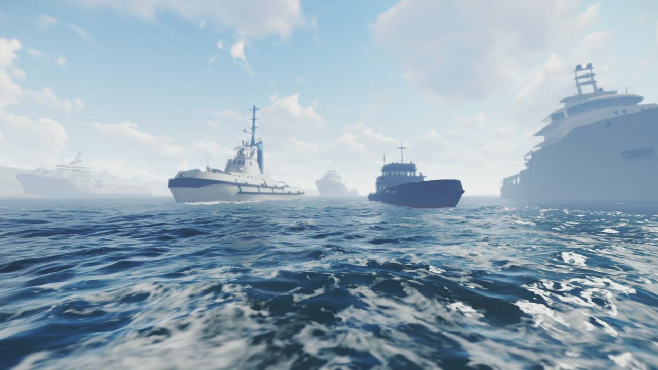 Ships sailing in the sea, 3D animation - Free Stock Video