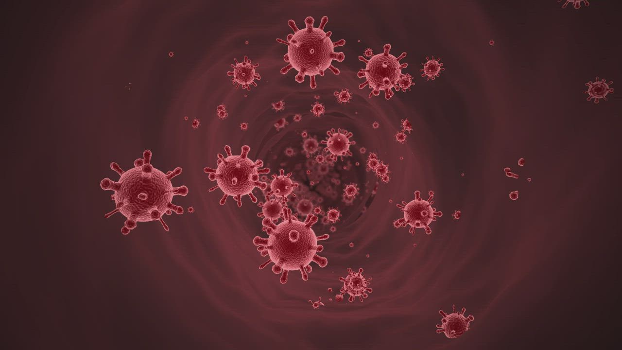 Going through a tunnel full of many red viruses - Free Stock Video