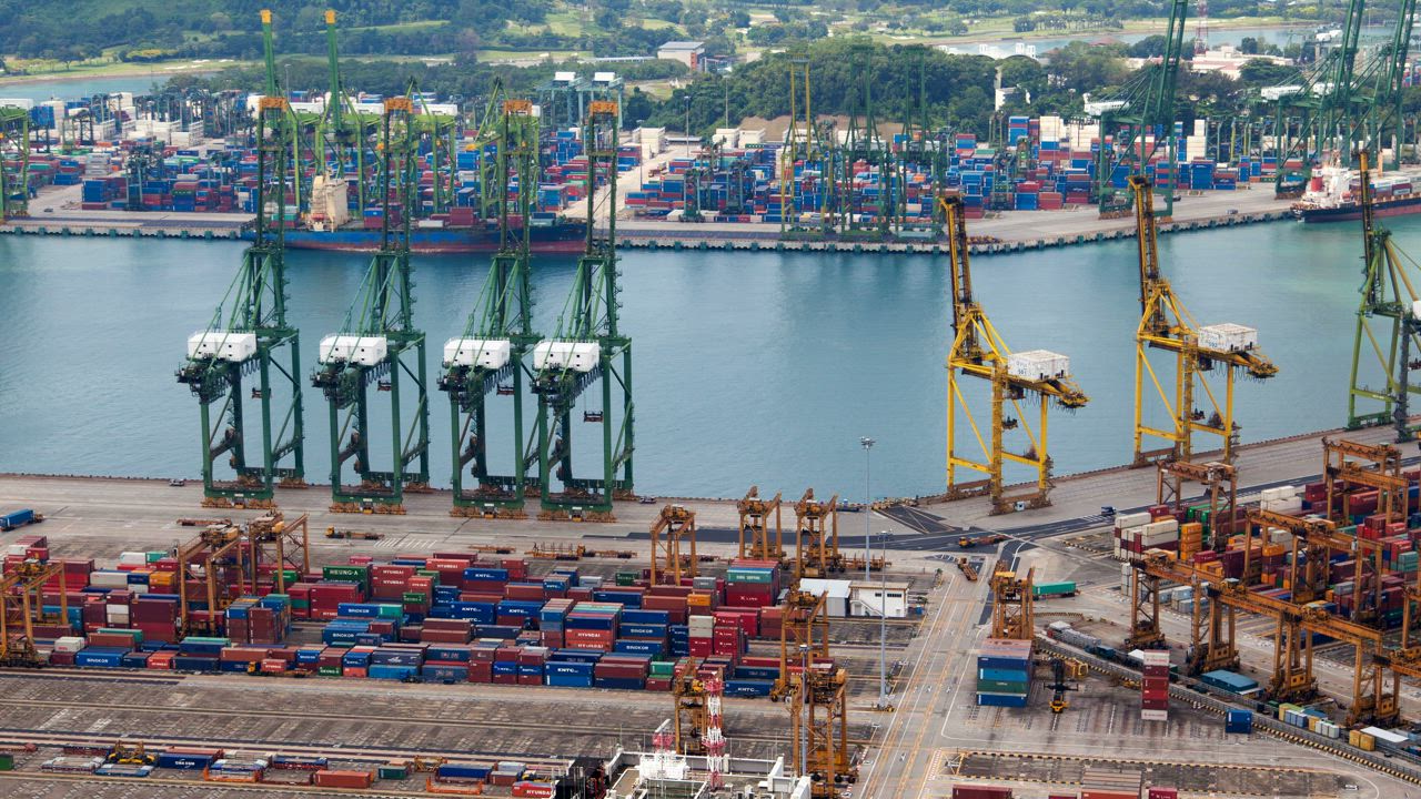Cargo ship port seen from above - Free Stock Video