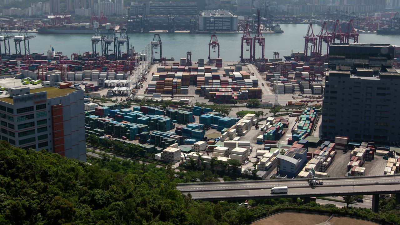 Container area on a cargo ship harbor - Free Stock Video