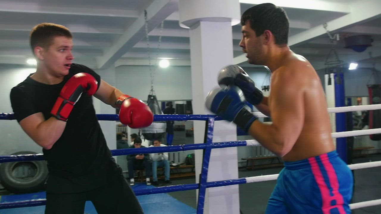 Amateur boxers training in the ring - Free Stock Video